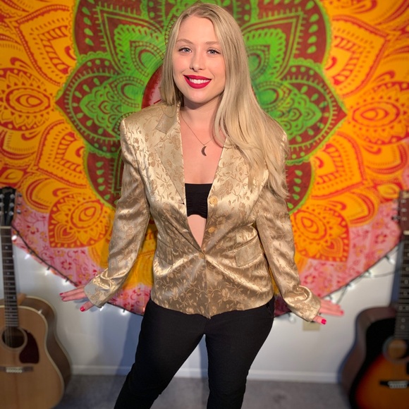 Vintage | Jackets & Coats | Vintage Gold Blazer Jacket | Poshmark